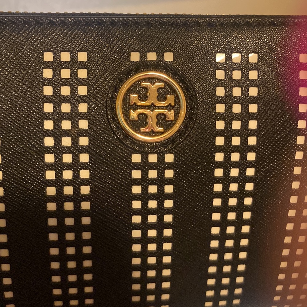 Tory Burch Robinson Perforated Micro Double Zip Tote … - Gem